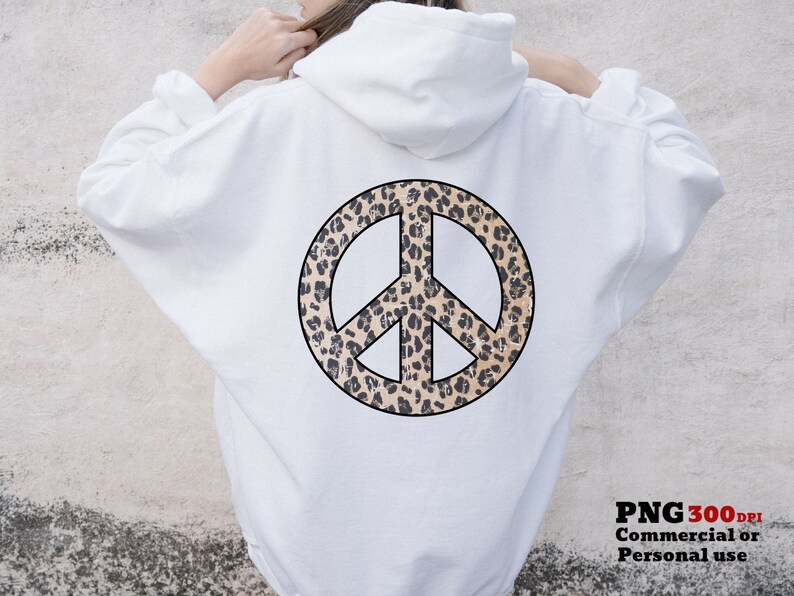 Retro Peace Sign PNG Leopard Print PNG Leopard Sublimation | Etsy