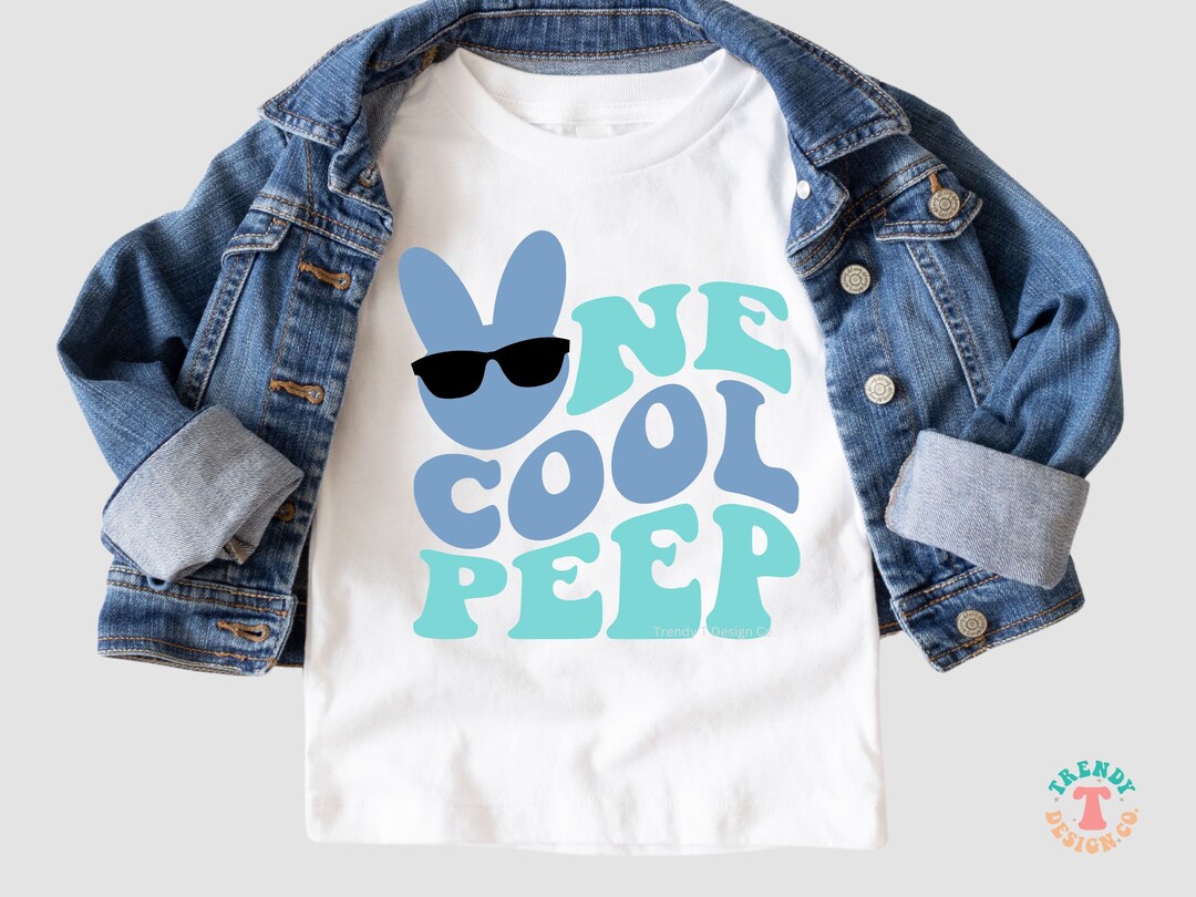 One Cool Peep SVG PNG, Kids, Toddlers, Boys Easter SVG, Retro Wavy Text ...