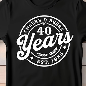 40th Birthday SVG PNG, 1985 Birthday SVG, Cheers & Beers to 40 Years ...