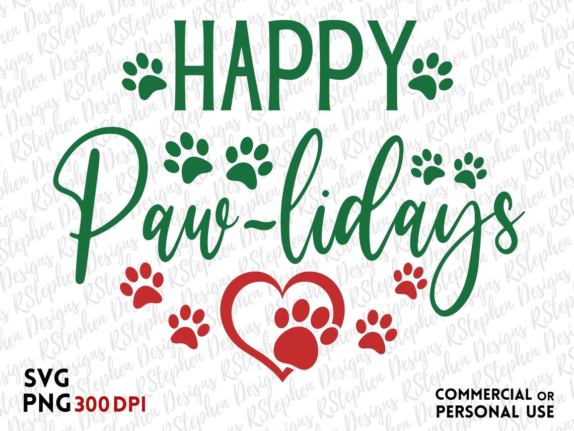 Happy Paw-lidays SVG PNG Pawlidays Happy Holidays Dog - Etsy