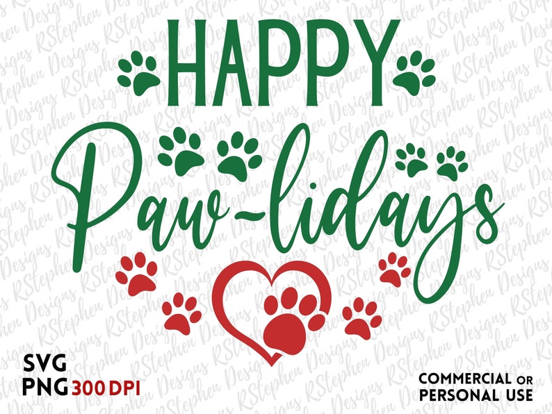Happy Paw-lidays SVG PNG Pawlidays Happy Holidays Dog - Etsy