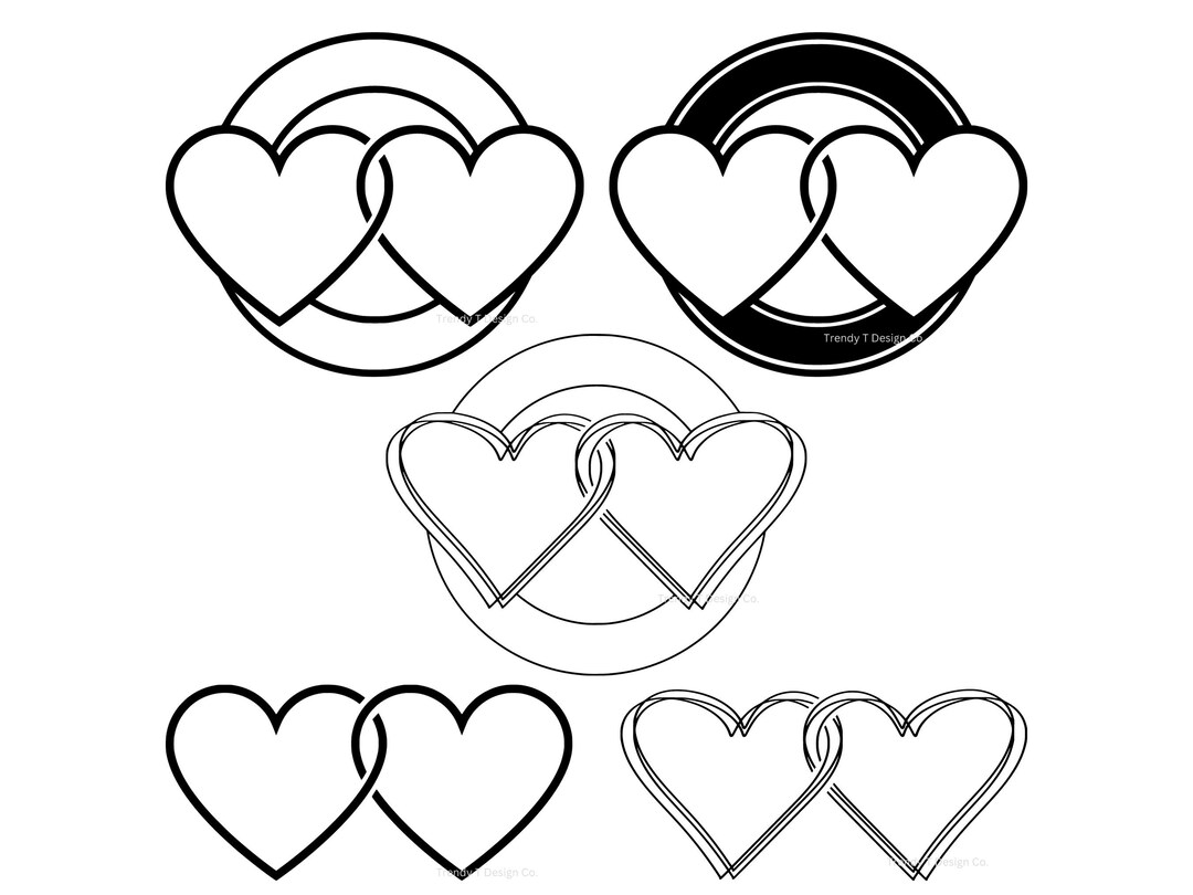 Heart Frame SVG PNG Bundle, Linked Hearts SVG, Heart Svg, His & Hers ...