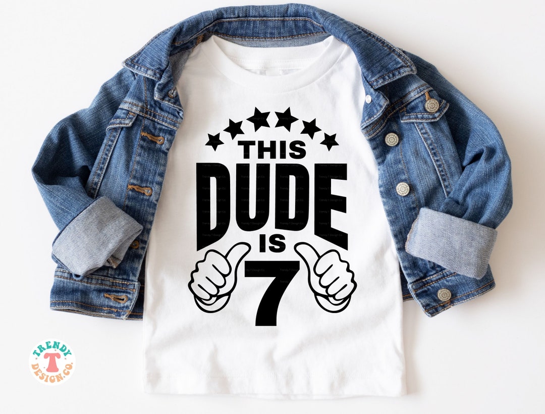 Boys' 7th Birthday SVG PNG, This Dude is 7, Thumbs Up, Stars, Birthday ...