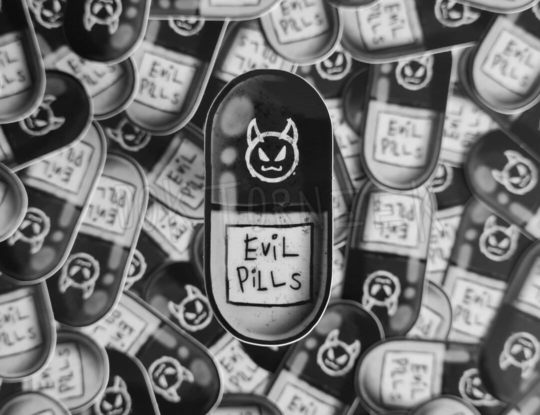 Evil Pills | Vinyl Sticker | Black & Holographic - Etsy