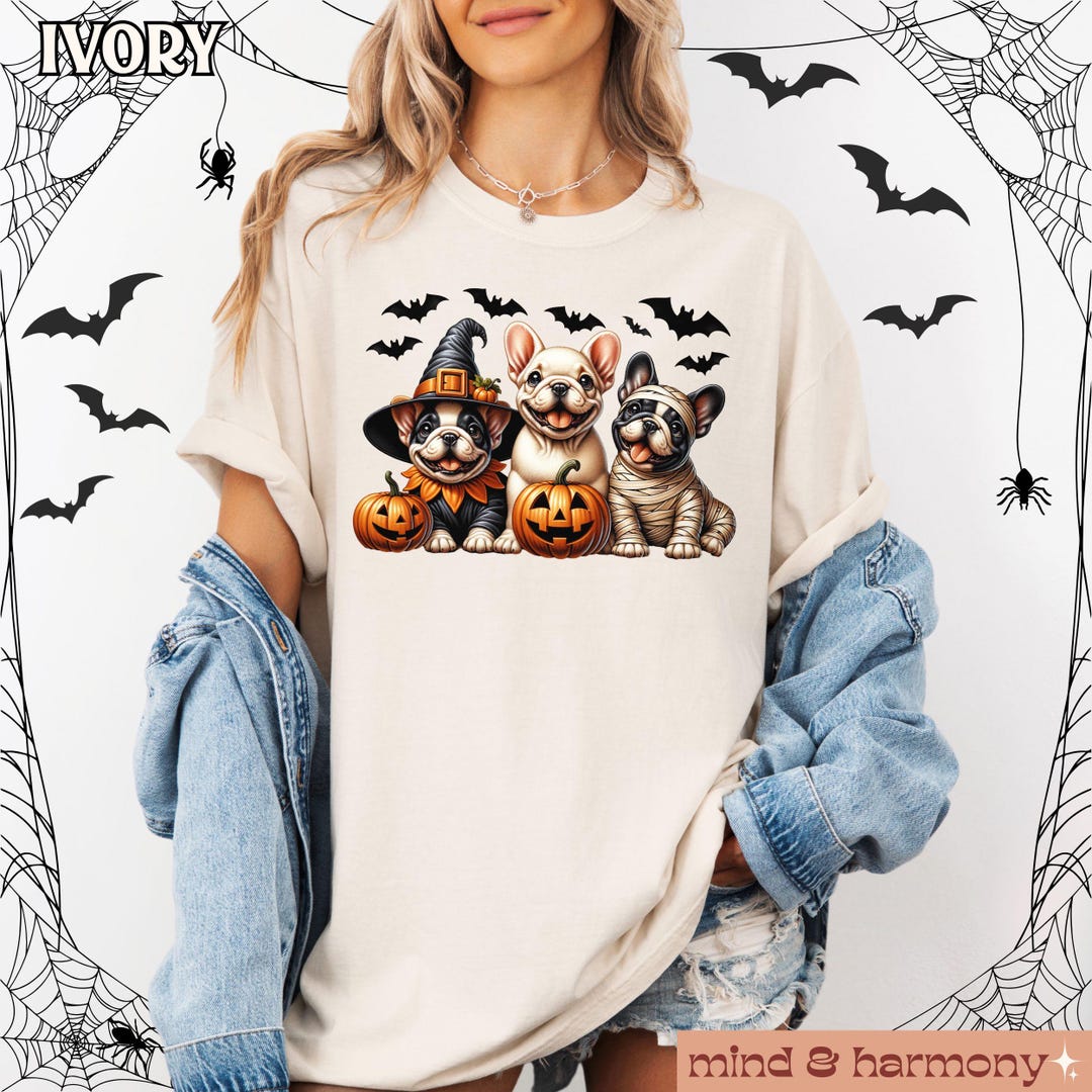 Cute Halloween French Bulldogs Shirt Spooky Frenchie Dog Lover Gift ...