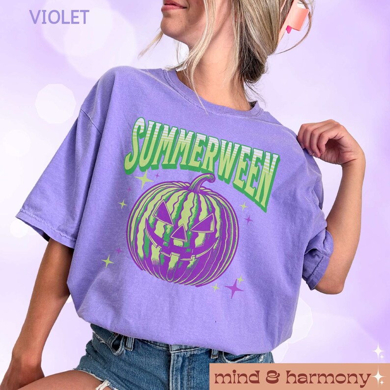 Summerween Comfort Color Tshirt, Spooky Summer Vibes Funny Watermelon ...