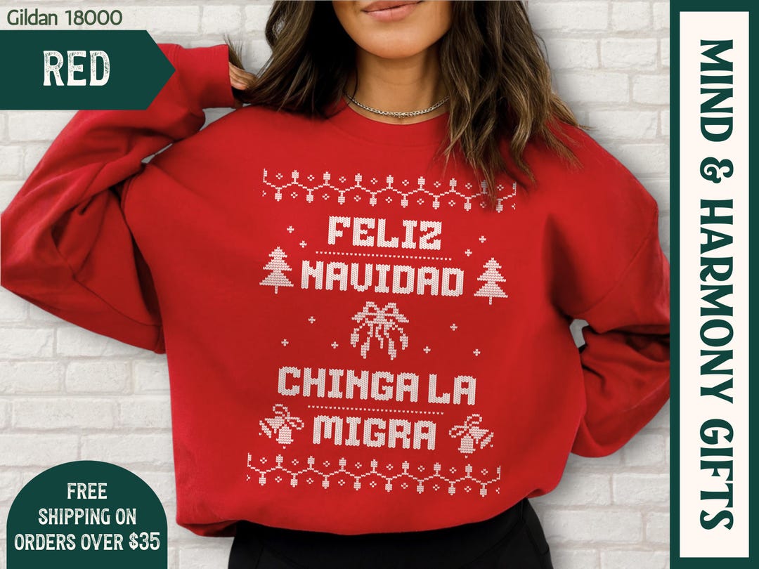 Feliz Navidad Ugly Christmas Sweater: Spanish Protest Sweatshirt, Funny ...