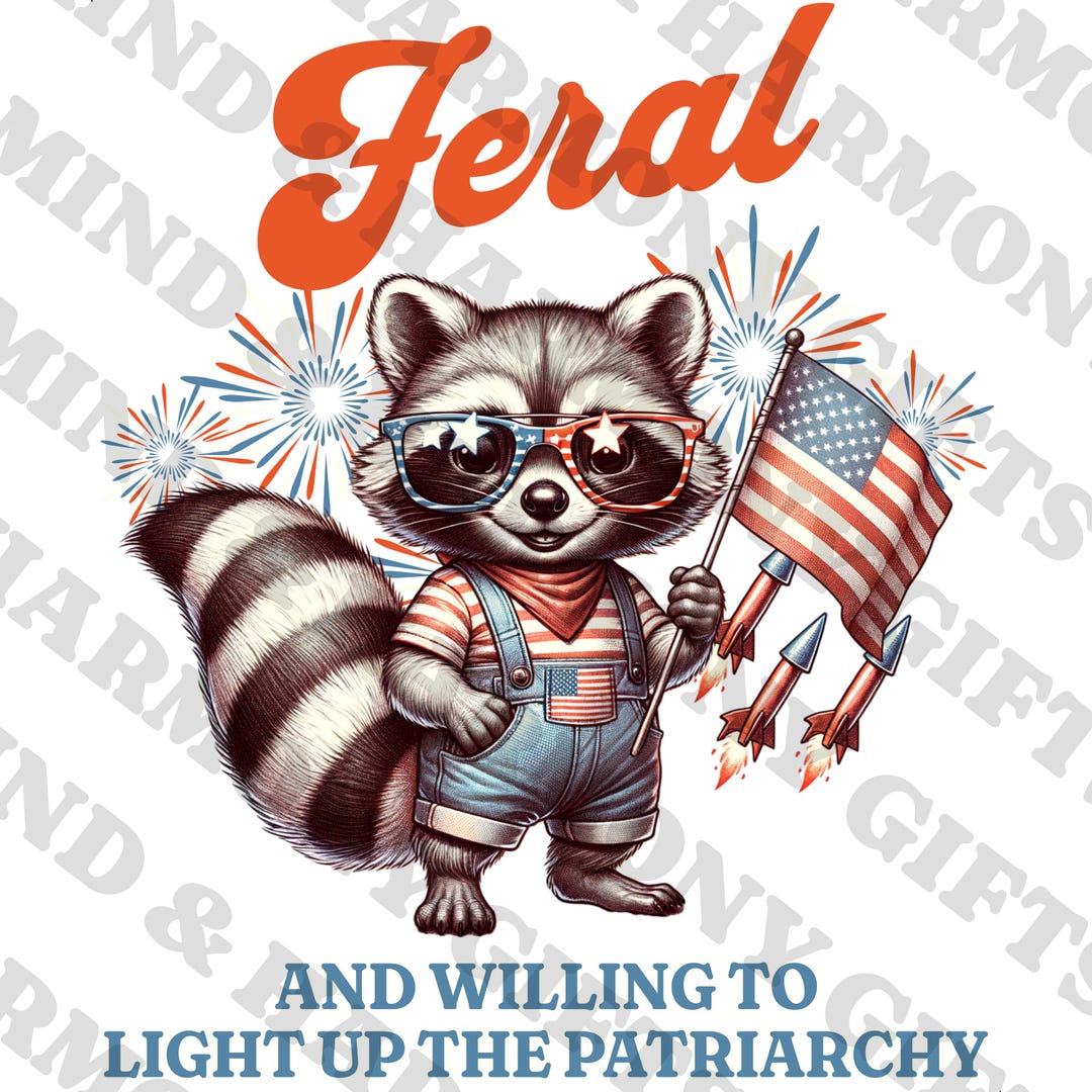 Feral 4th of July PNG Funny Liberal America Raccoon Graphic Patriotic ...