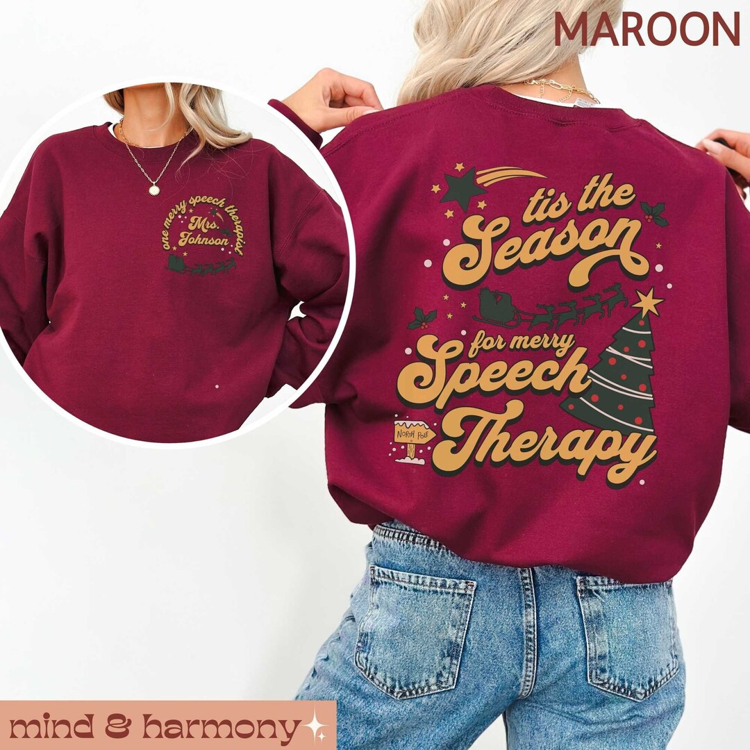 Custom Retro Christmas Speech Therapy Sweater, Groovy Personalized ...