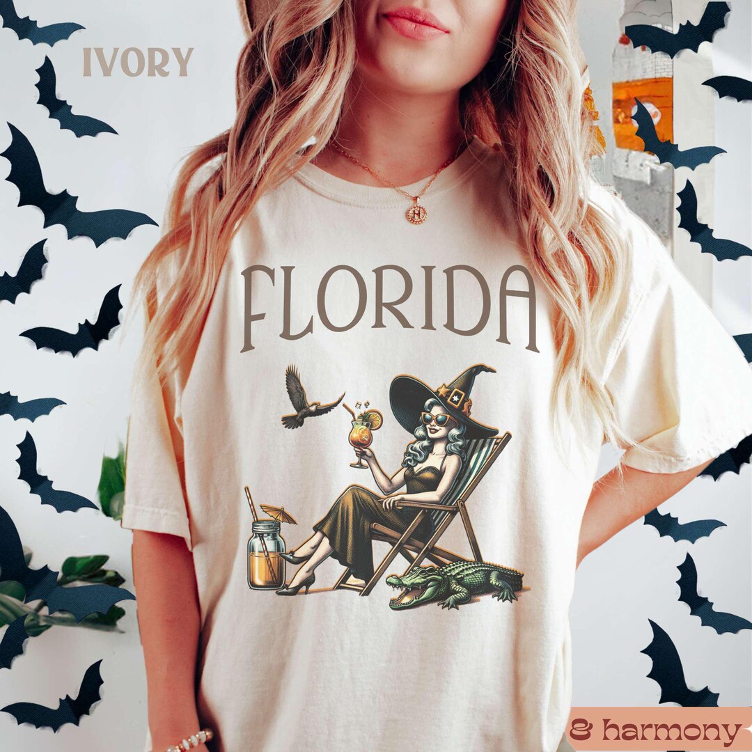 Florida Witch Tshirt, Halloween Beach Comfort Colors Shirt Spooky ...