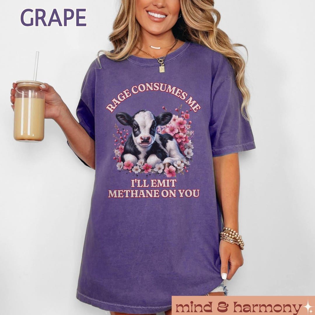 Rage Consumes Me Shirt, Cute Cow Meme Tshirt Funny Calf Sarcastic Tee ...