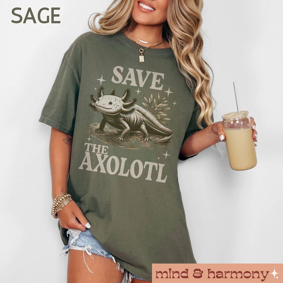 Save the Axolotl Shirt Comfort Colors, Funny Axolotl Lover Gift Cute Axolotl Tshirt Retro ...