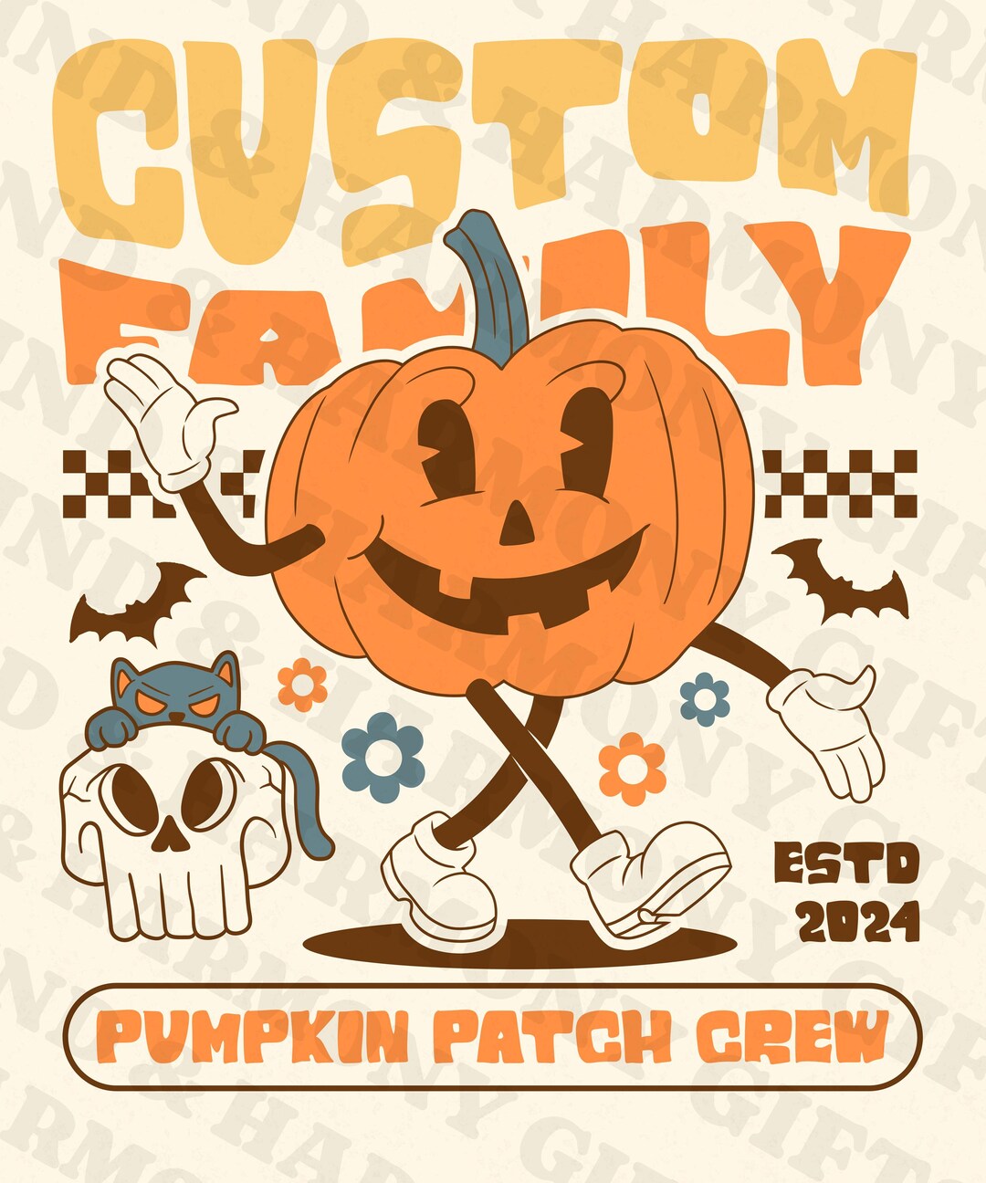 Pumpkin Patch Crew Png, Custom Family Name Retro Fall Season Autumn ...