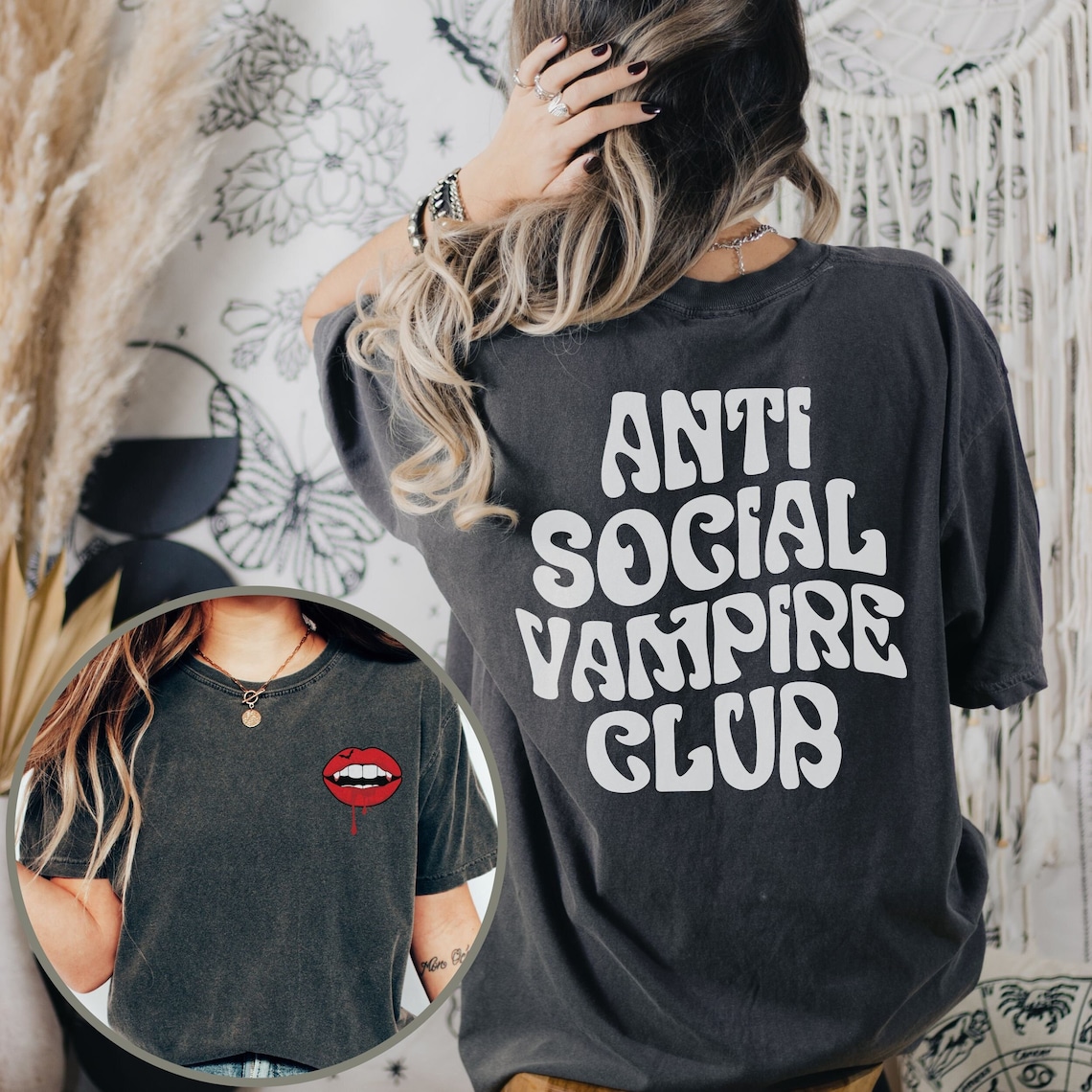 Antisocial Vampire Club Shirt Goth Fan Tshirt Funny - Etsy