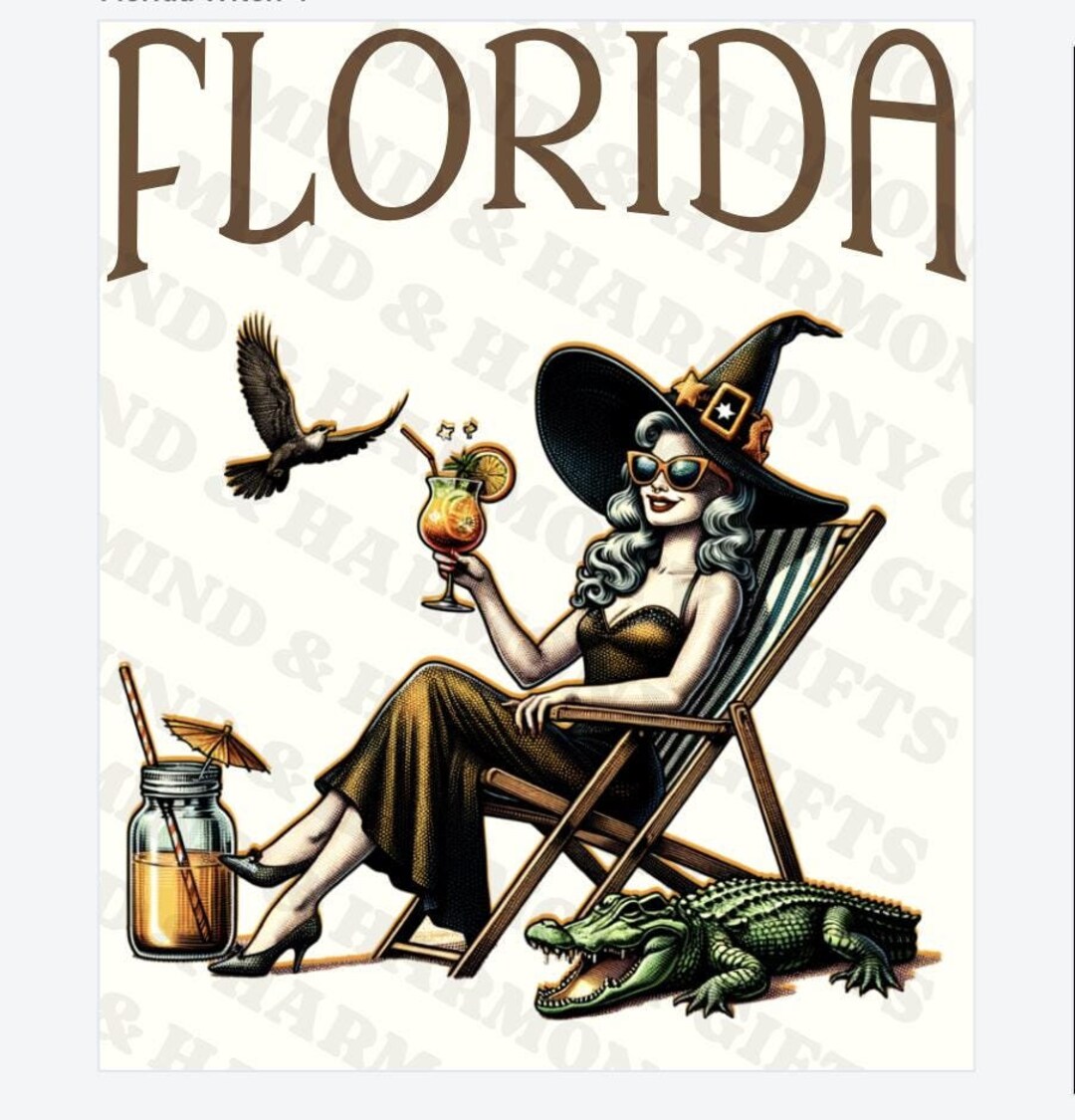 Florida Witch PNG, Tropical Halloween Digital File Download DIY ...