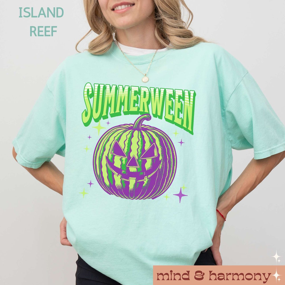 Summerween Comfort Color Tshirt, Spooky Summer Vibes Funny Watermelon ...