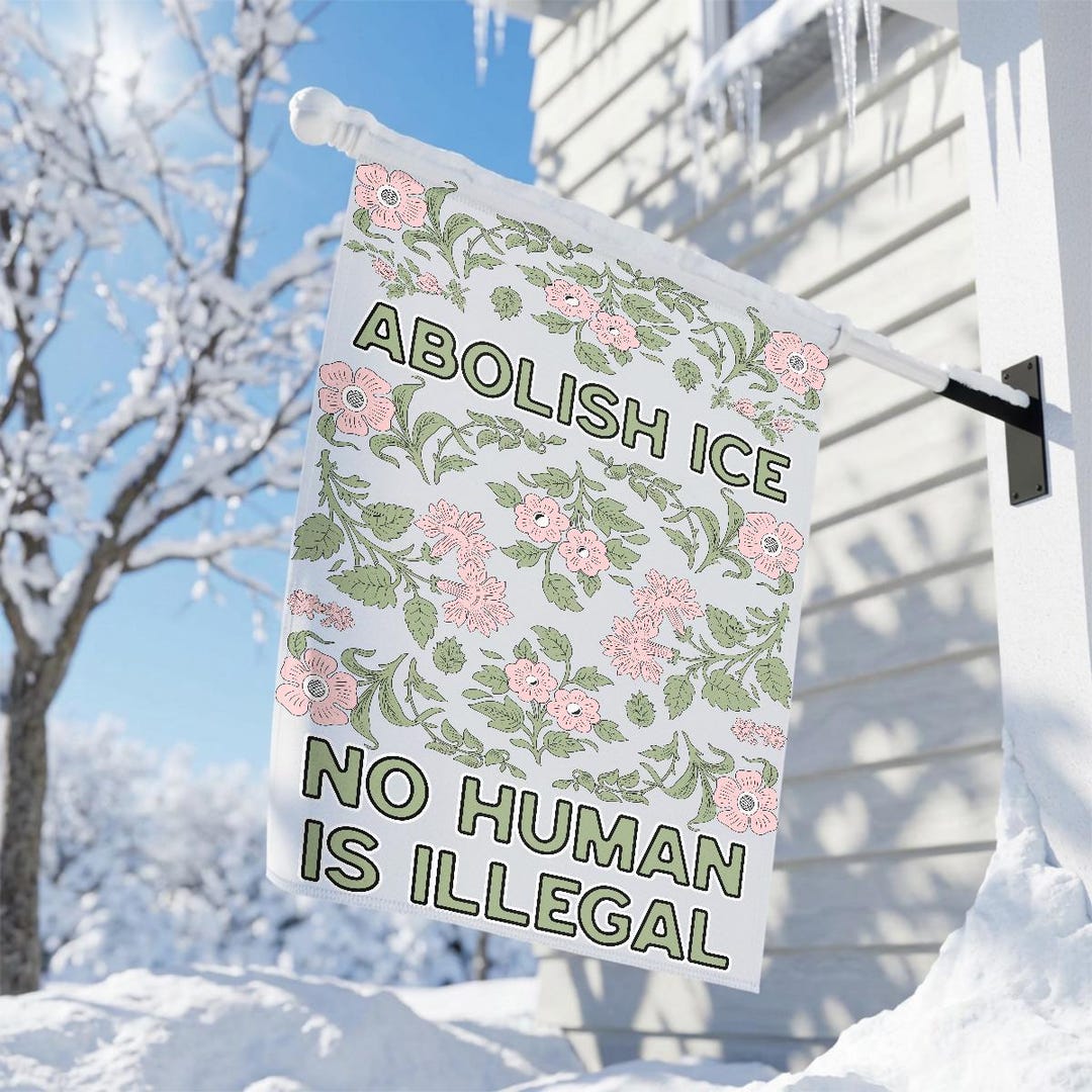 Abolish Ice Garden Banner, Floral Political Flag Pro Immigration Yard ...