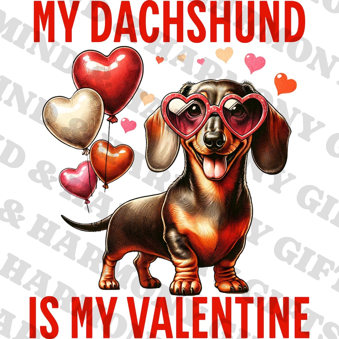 Dachshund Valentines PNG, V Day Dog Art Cute Doxie Craft Instant ...