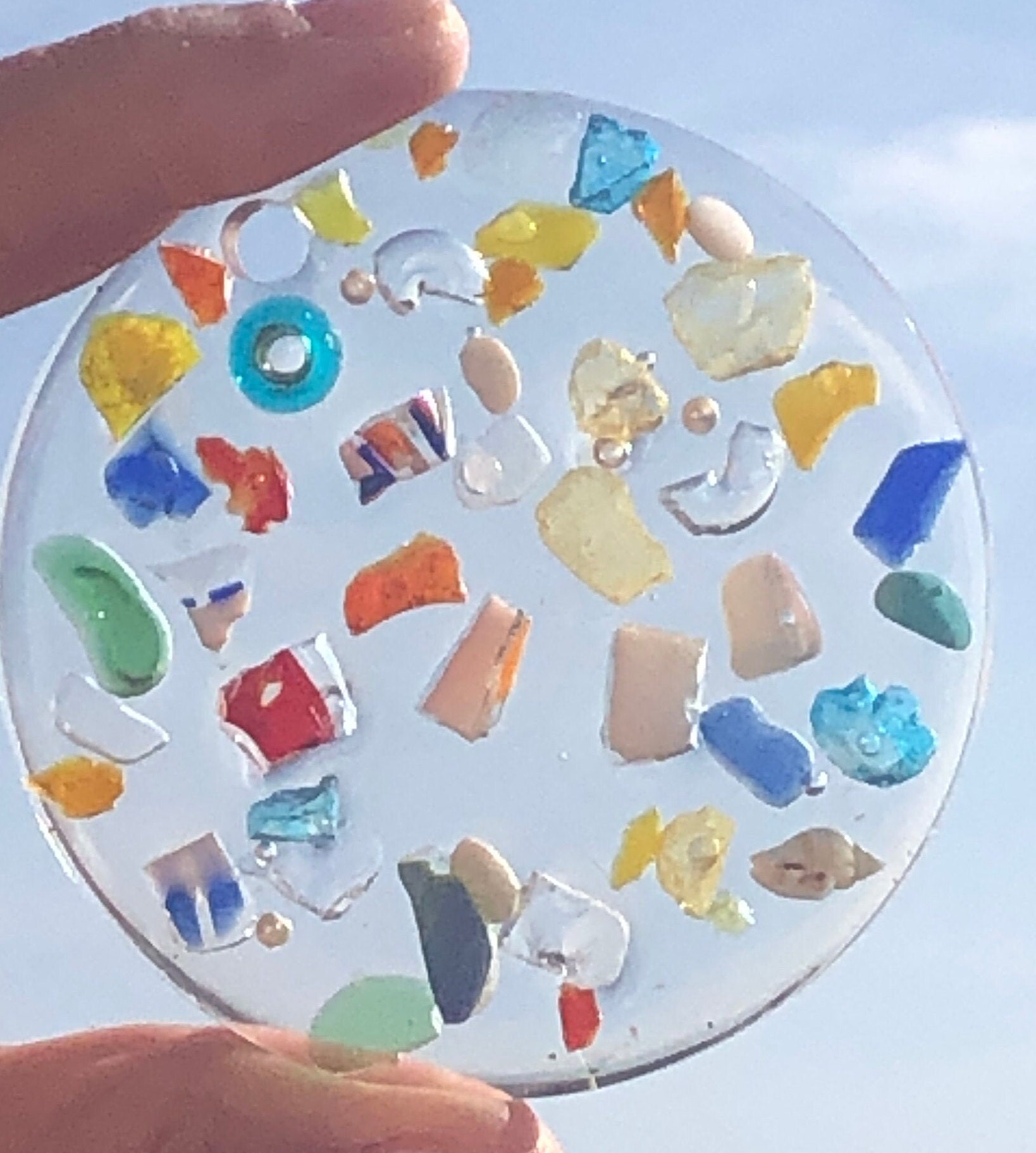 Resin Discs With Small Murano Glass Fragments Gift Decoration - Etsy