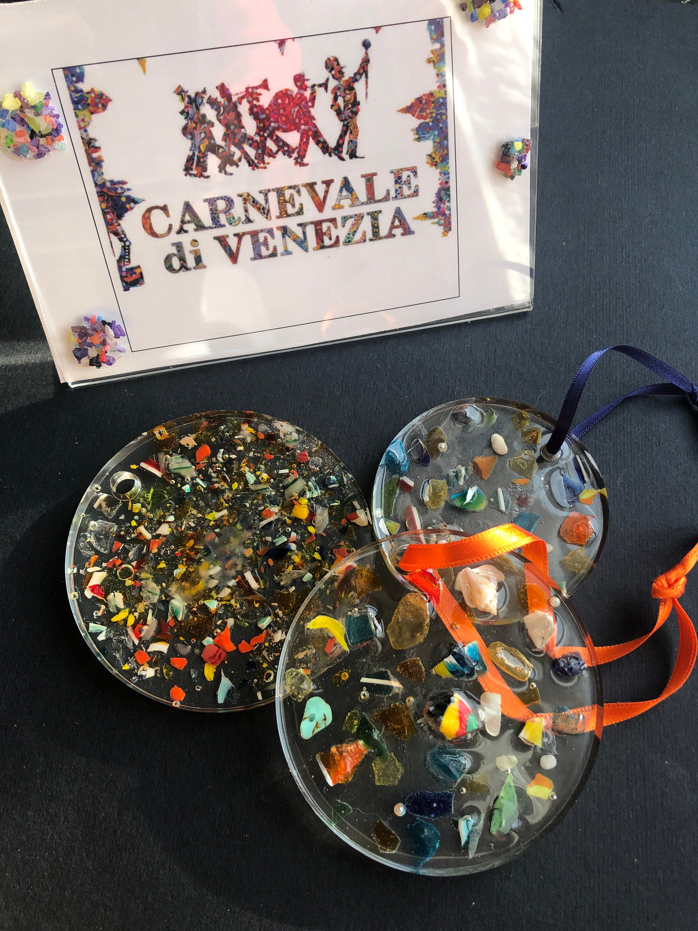 Resin Discs With Small Murano Glass Fragments Gift Decoration - Etsy