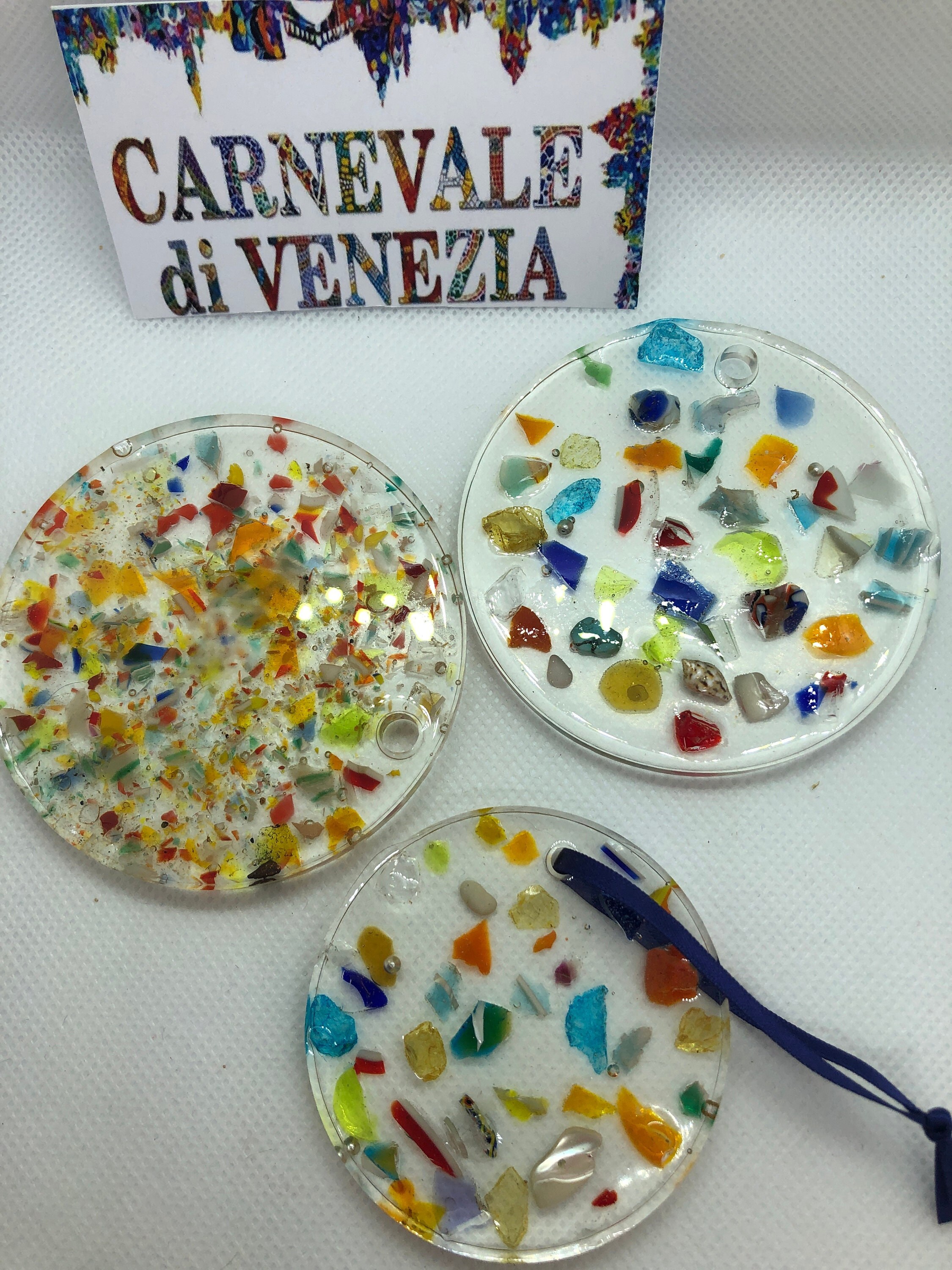 Resin Discs With Small Murano Glass Fragments Gift Decoration - Etsy