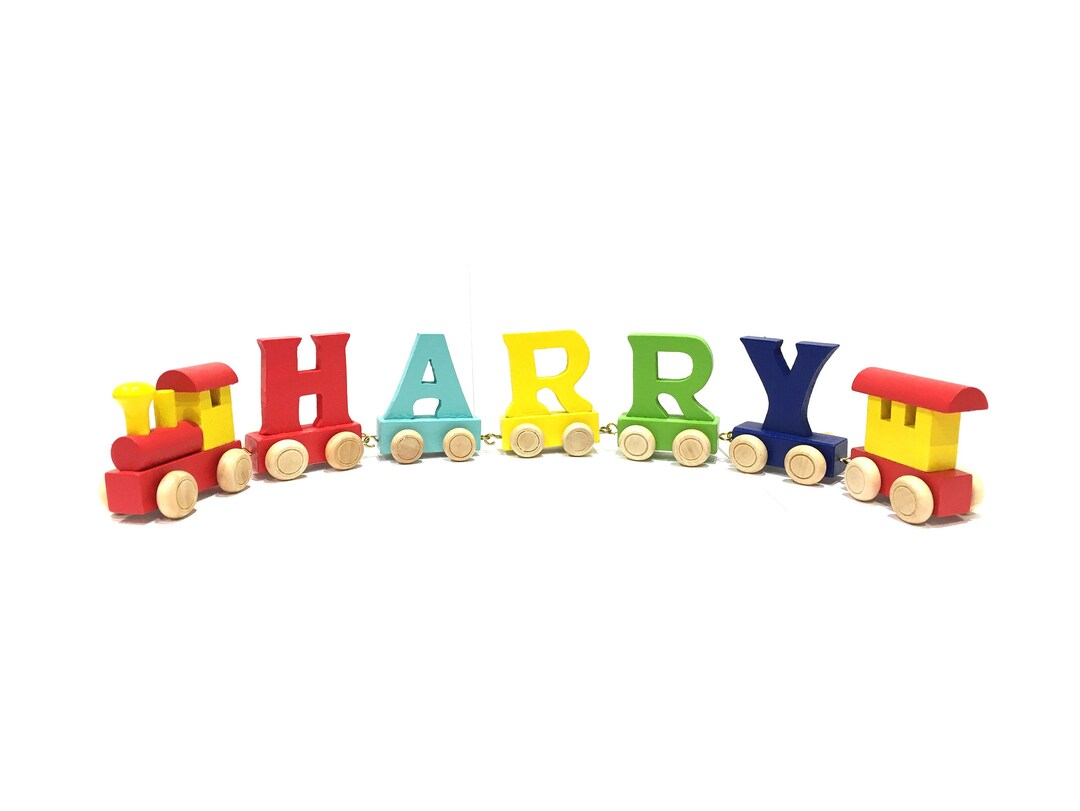 Personalised Letter Train, Multi Coloured Wooden Train With Baby's Name ...