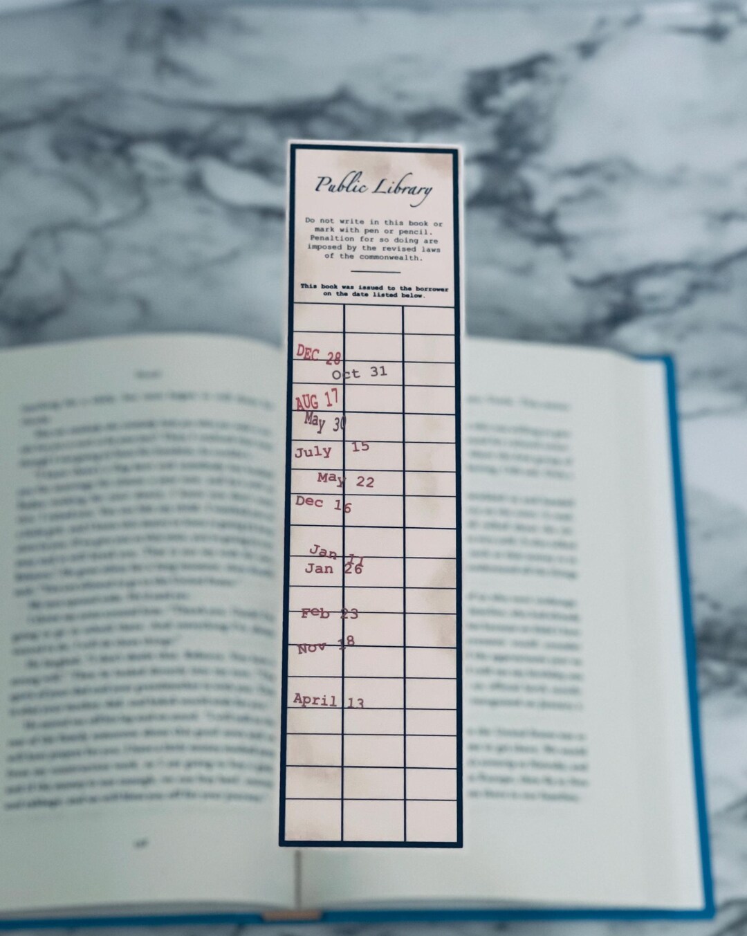 Library Card Bookmark, Vintage Themed Bookmark, Classic Bookmark ...