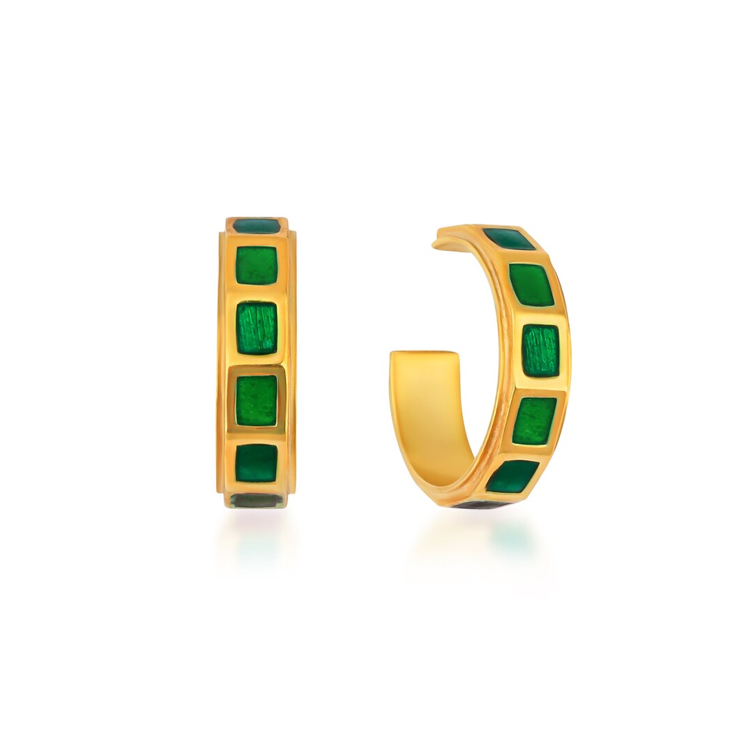 Colored Ear Cuff, Green and Red Enamel Sterling Silver and Gold Ear ...