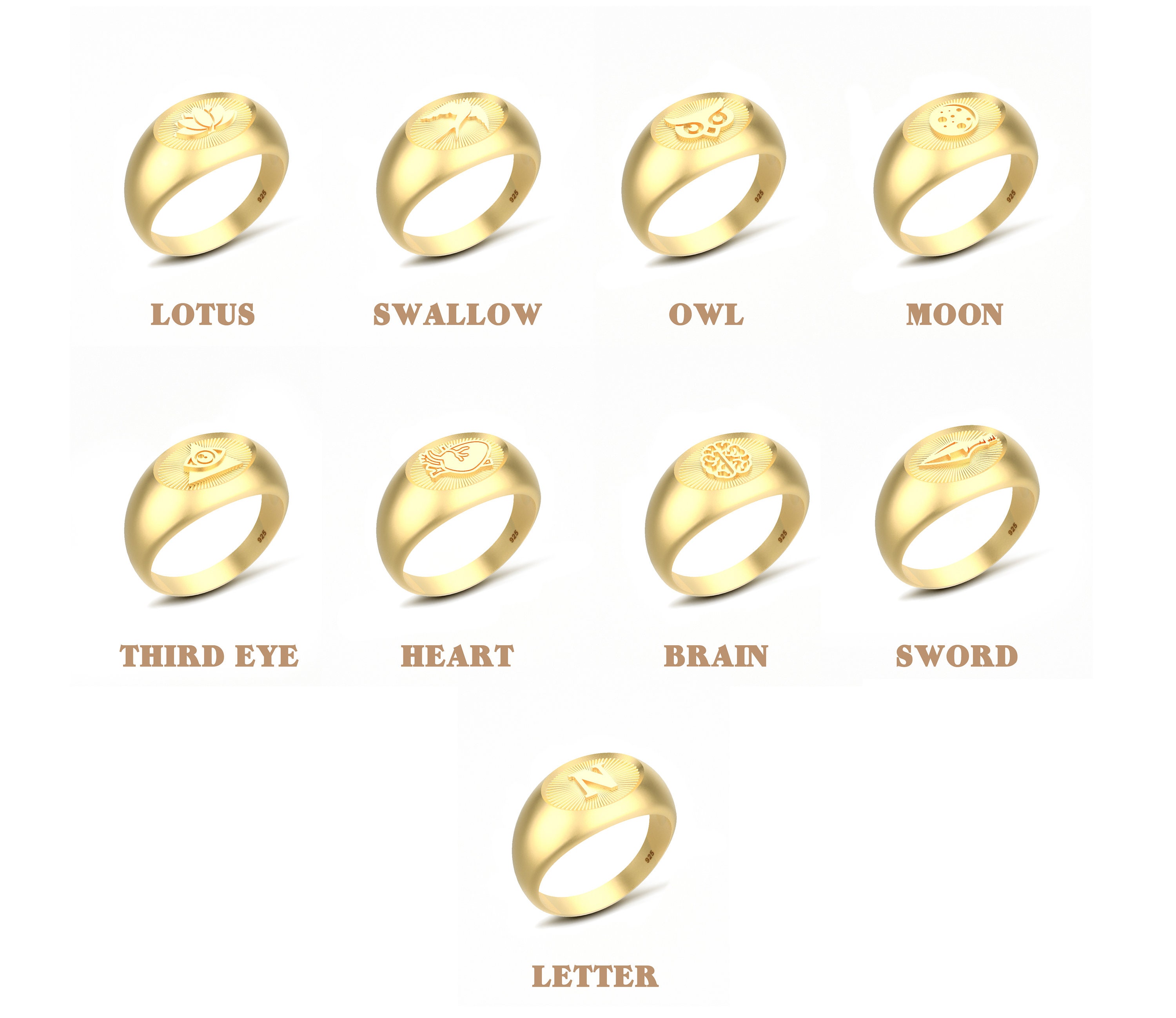 Signet Ring for Men and Women-personalized Symbol Ring-custom Letter ...