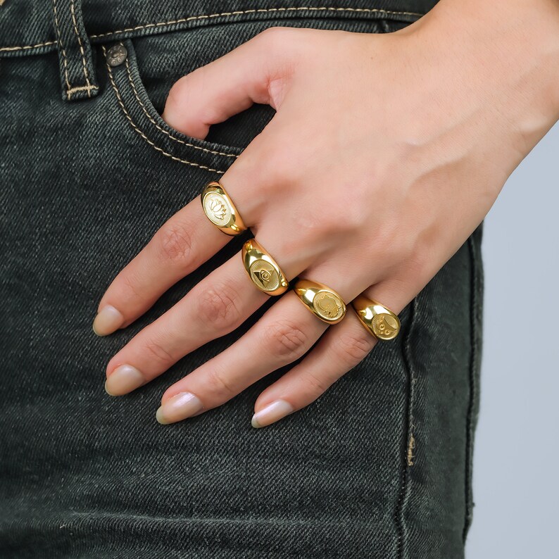 Signet Ring for Men and Women-personalized Symbol Ring-custom Letter ...