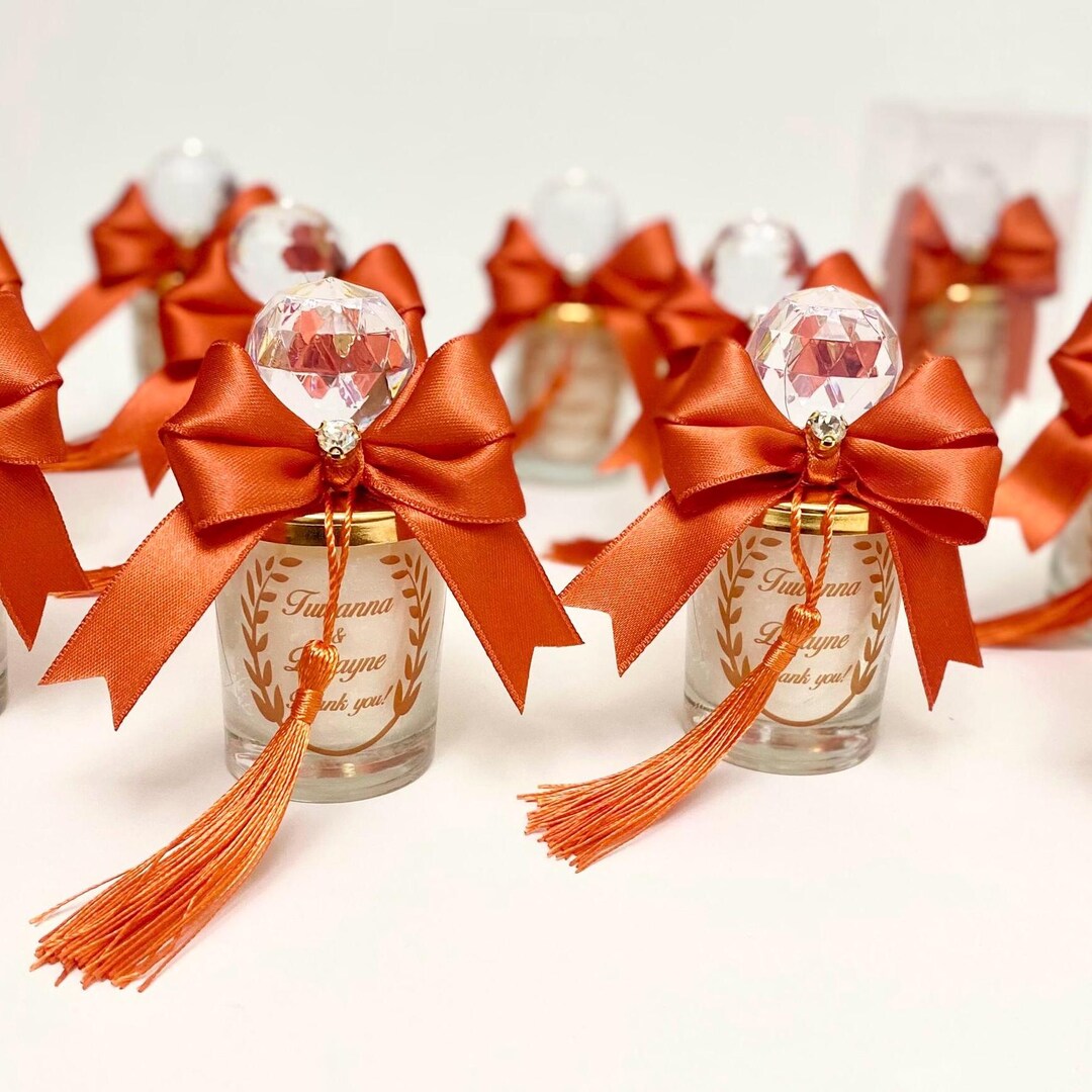 Personalized Burnt Orange Wedding Favors: Shot Glass Candle - Etsy