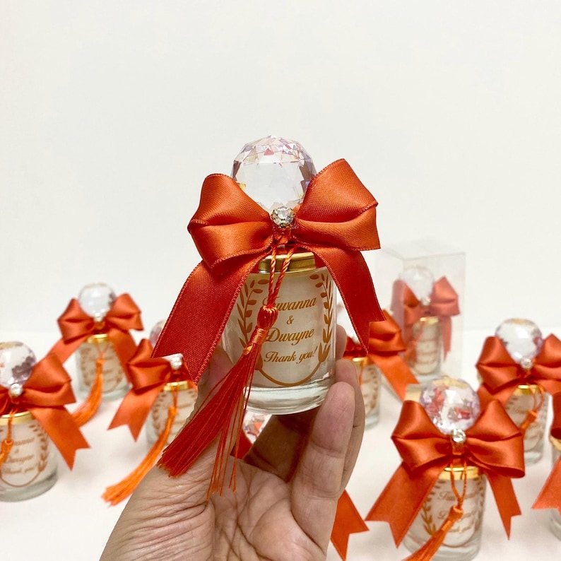 Personalized Burnt Orange Wedding Favors: Shot Glass Candle - Etsy