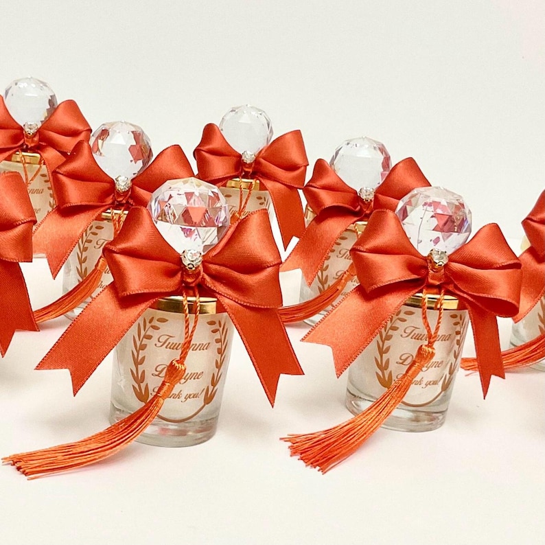 Personalized Burnt Orange Wedding Favors: Shot Glass Candle - Etsy