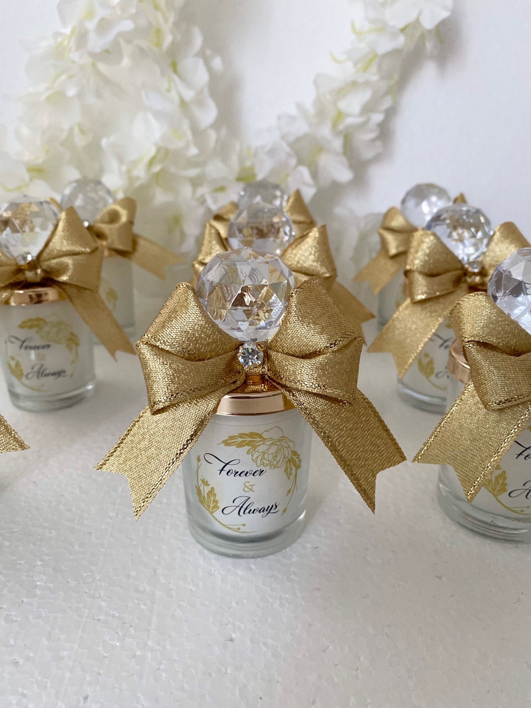 Crystal Lid With Ribbon Personalized Candle Favor for Guests in Bulk ...