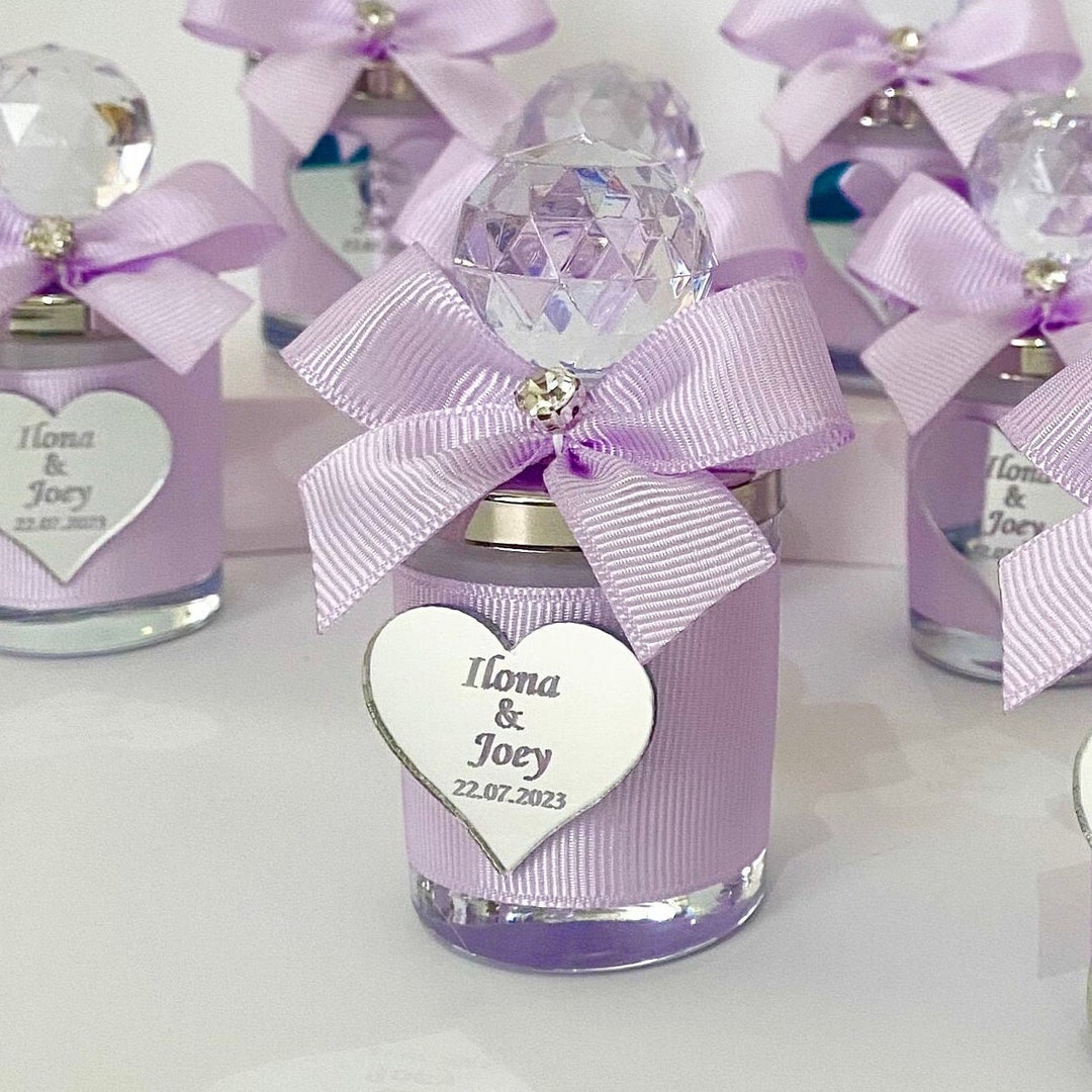 Personalized Wedding Favor, Crystal Topped Lavender Ribboned Gift ...