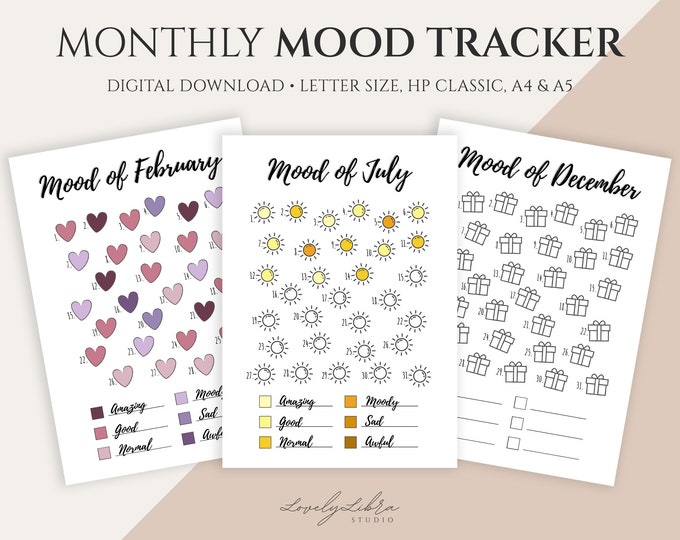 PRINTABLE CLASSIC Happy Planner Mood Tracker Happy Planner Insert ...