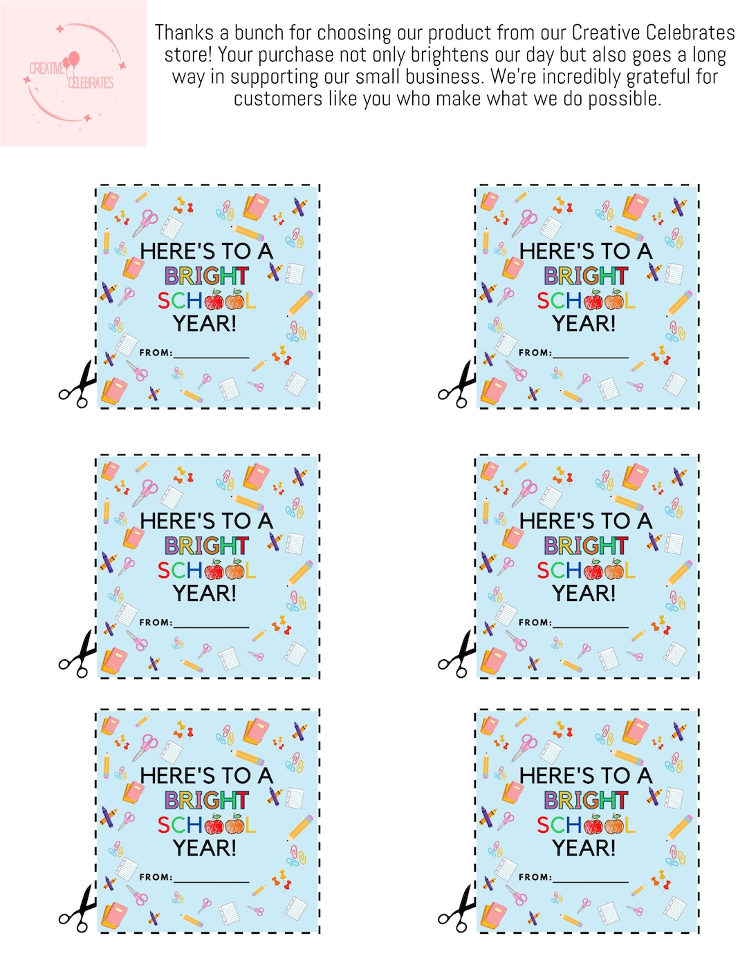 Back to School Teacher Gift Tag - Square - Etsy