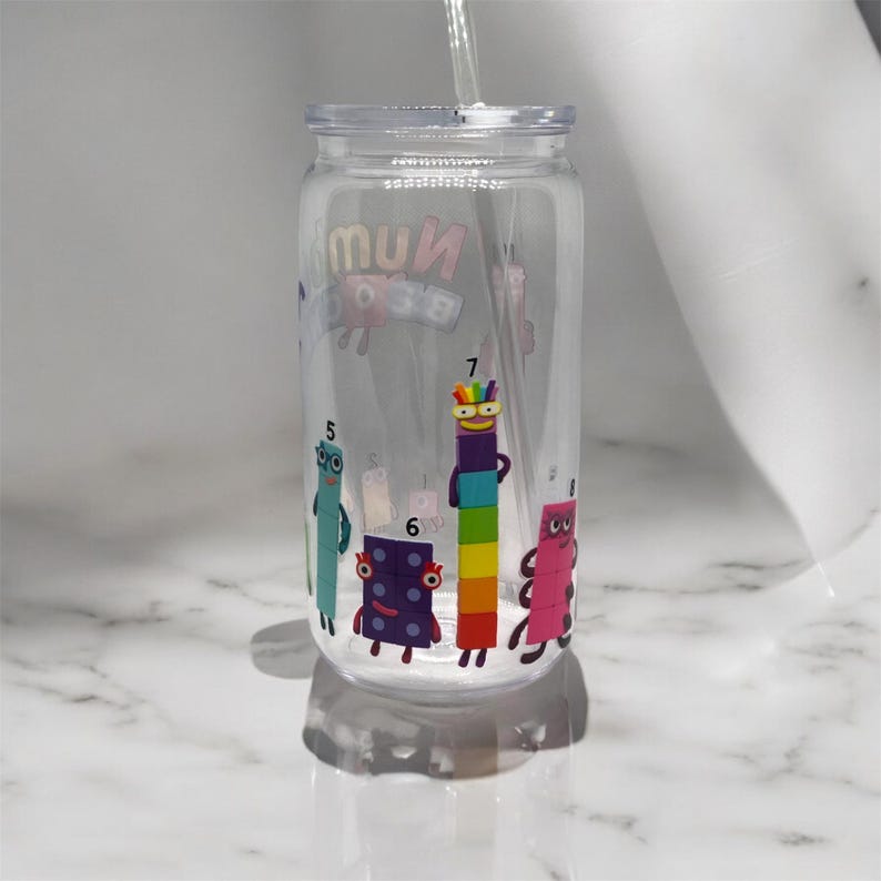 Numberblocks Kids Children’s Plastic 16oz Cup With Lid and Straw - Etsy
