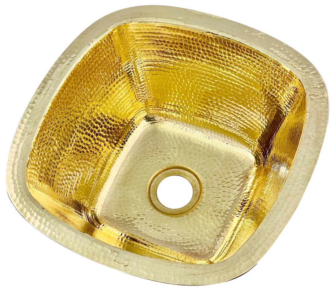 SALE-Messing Bar Sink - 15 ""konturiert quadratisch gehämmert -Wählen ...