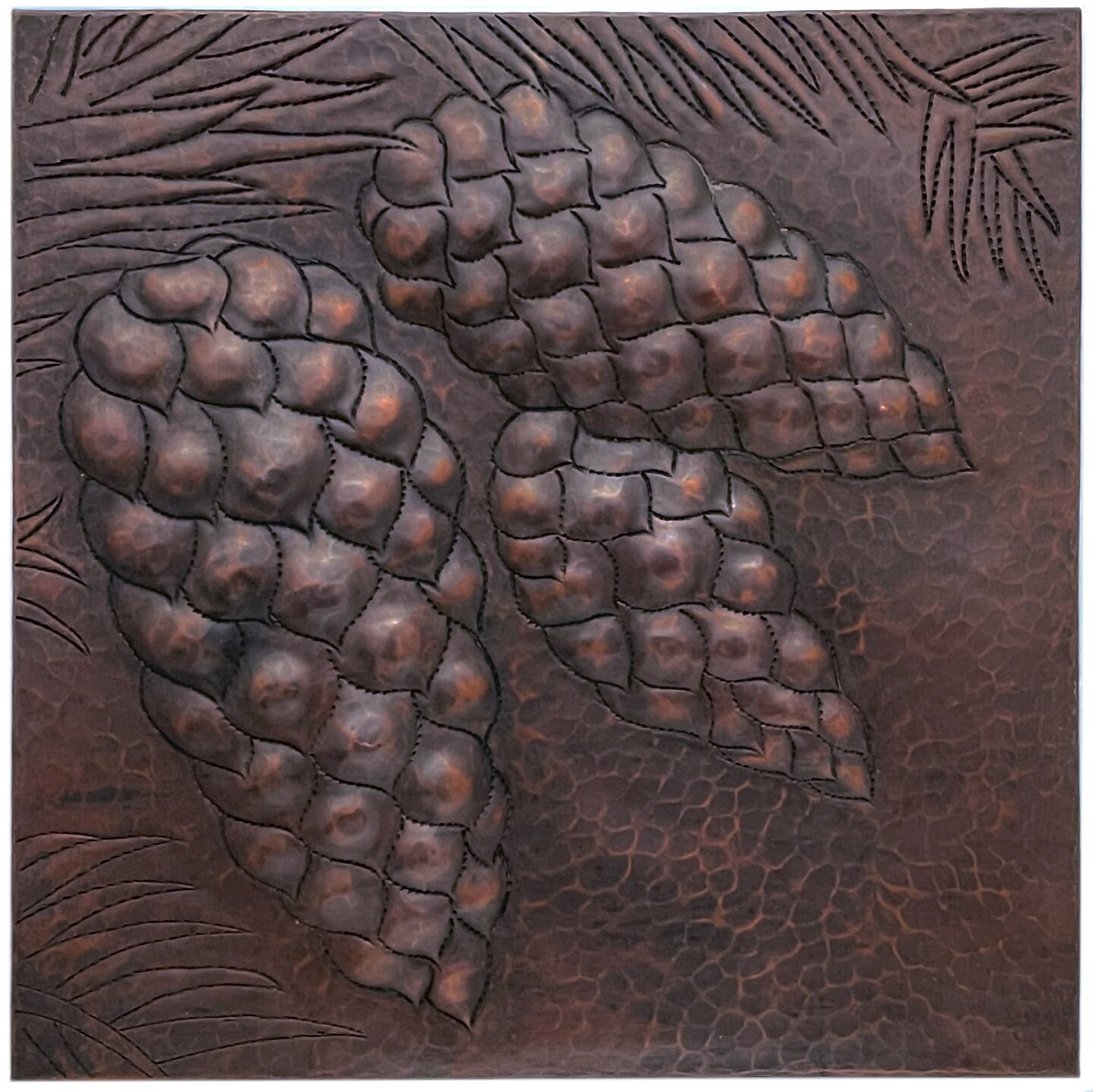Hammered Copper Tile Pinecone Design 1-10x10 Hand Hammered - Etsy