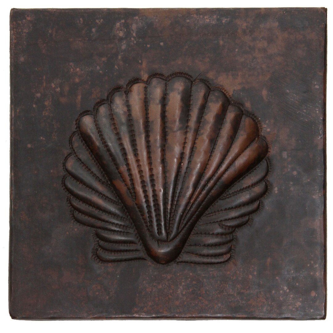 Hammered Copper Tile - Sea Shell Design - 4x4 Hand Hammered Copper ...