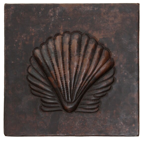 Hammered Copper Tile Sea Shell Design 4x4 Hand Hammered - Etsy