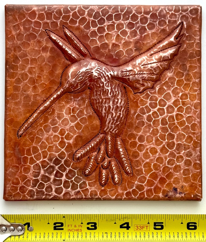 Copper Tile - Hummingbird Design - 1-6x6 Hand Hammered Copper Tiles ...