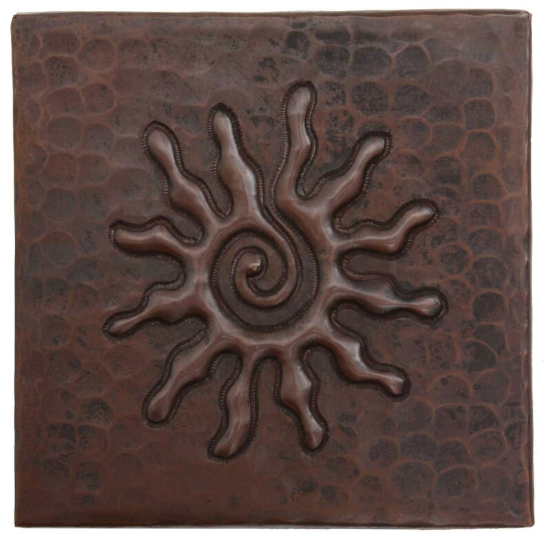 Hammered Copper Tile Infinity Sun Design 4x4 Hand Hammered Copper Tiles ...