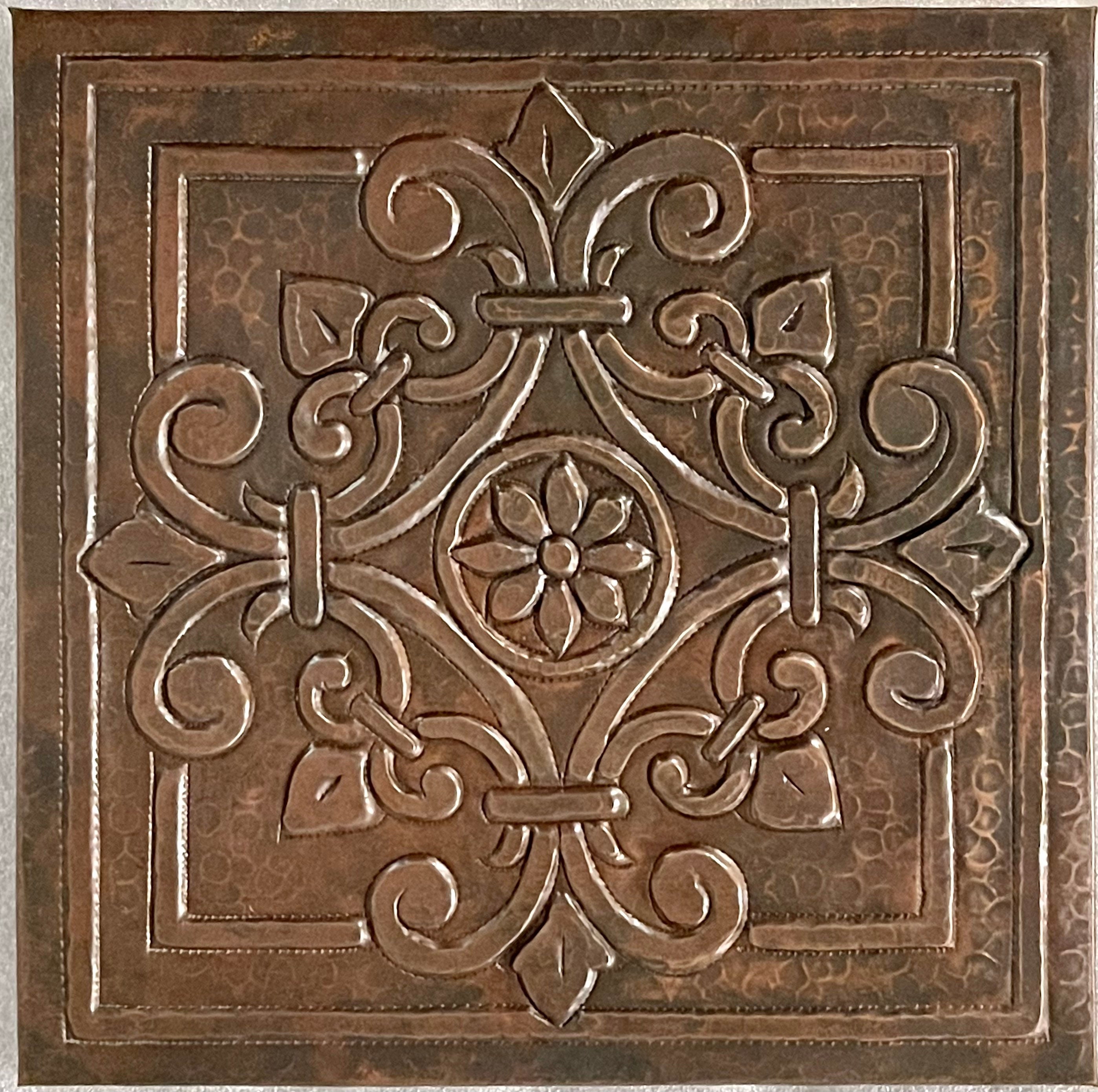 Hammered Copper Tile - Medallion Design - 1-10x10 Hand Hammered Copper ...