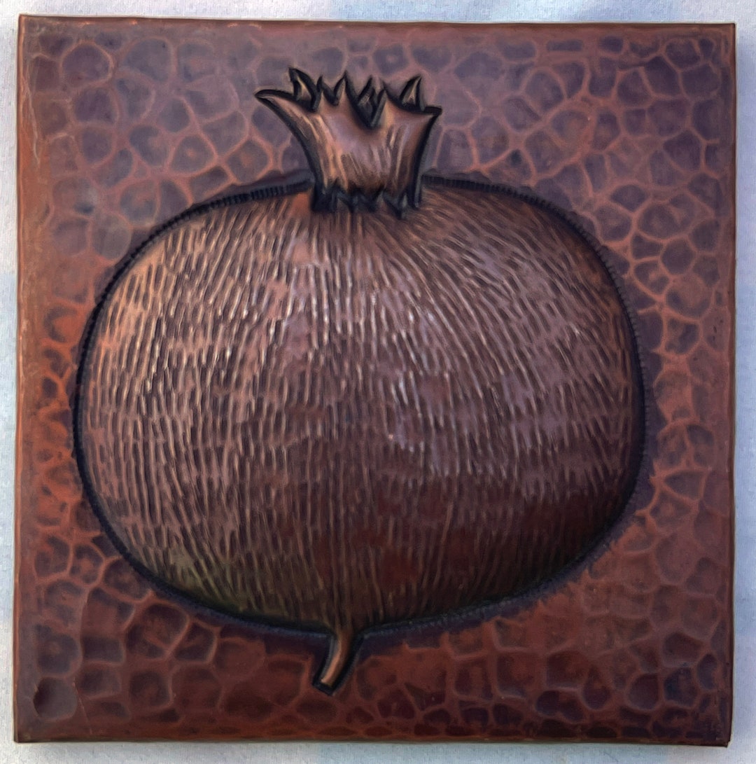 Hammered Copper Tile - Pomegranate Design - 4x4 Hand Hammered Copper ...