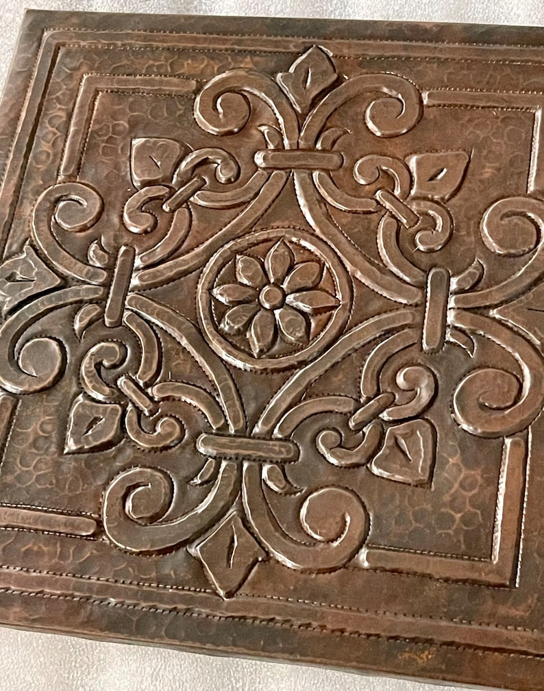 Hammered Copper Tile - Medallion Design - 1-10x10 Hand Hammered Copper ...