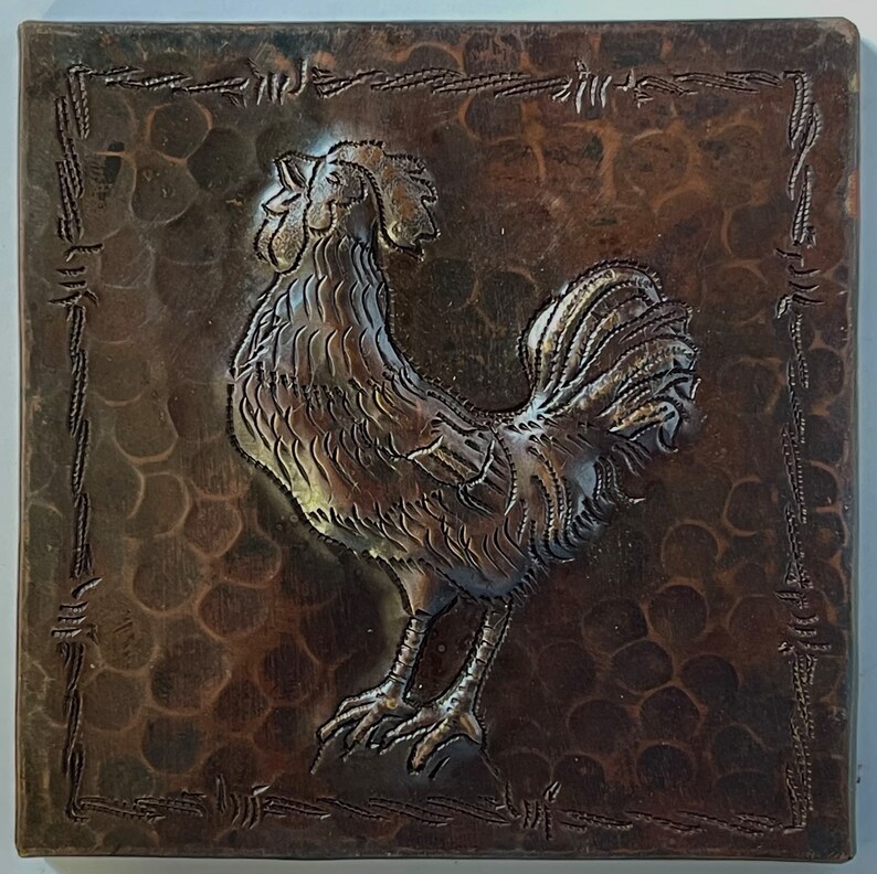Hammered Copper Tile Rooster Design 1-4x4 Hand Hammered - Etsy