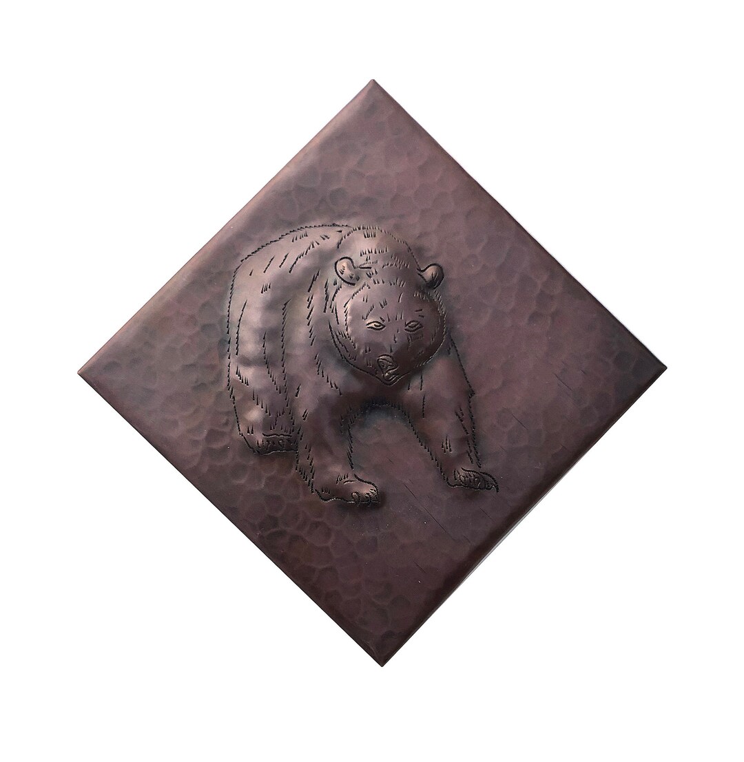 Hammered Copper Tile - Bear Design - 1-6x6 Hand Hammered Copper Tiles ...
