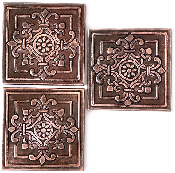3 Hammered Copper Tile 4-4x4 Hand Hammered Copper Tiles With - Etsy